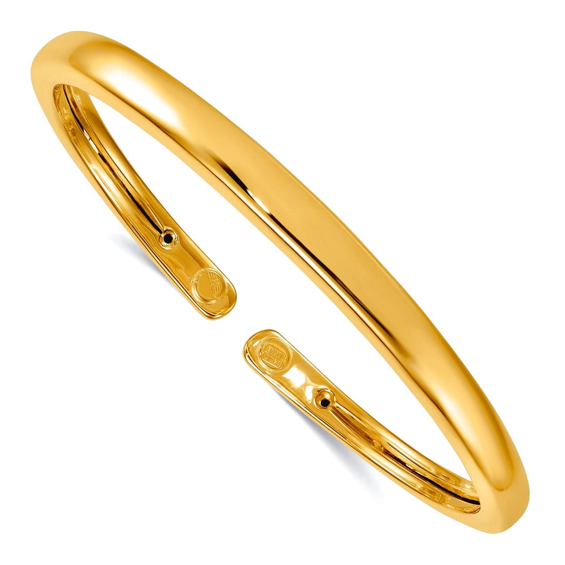 3.8 To 5.7mm 14k Solid Yellow Gold Polished Tapered Flexible Cuff ...
