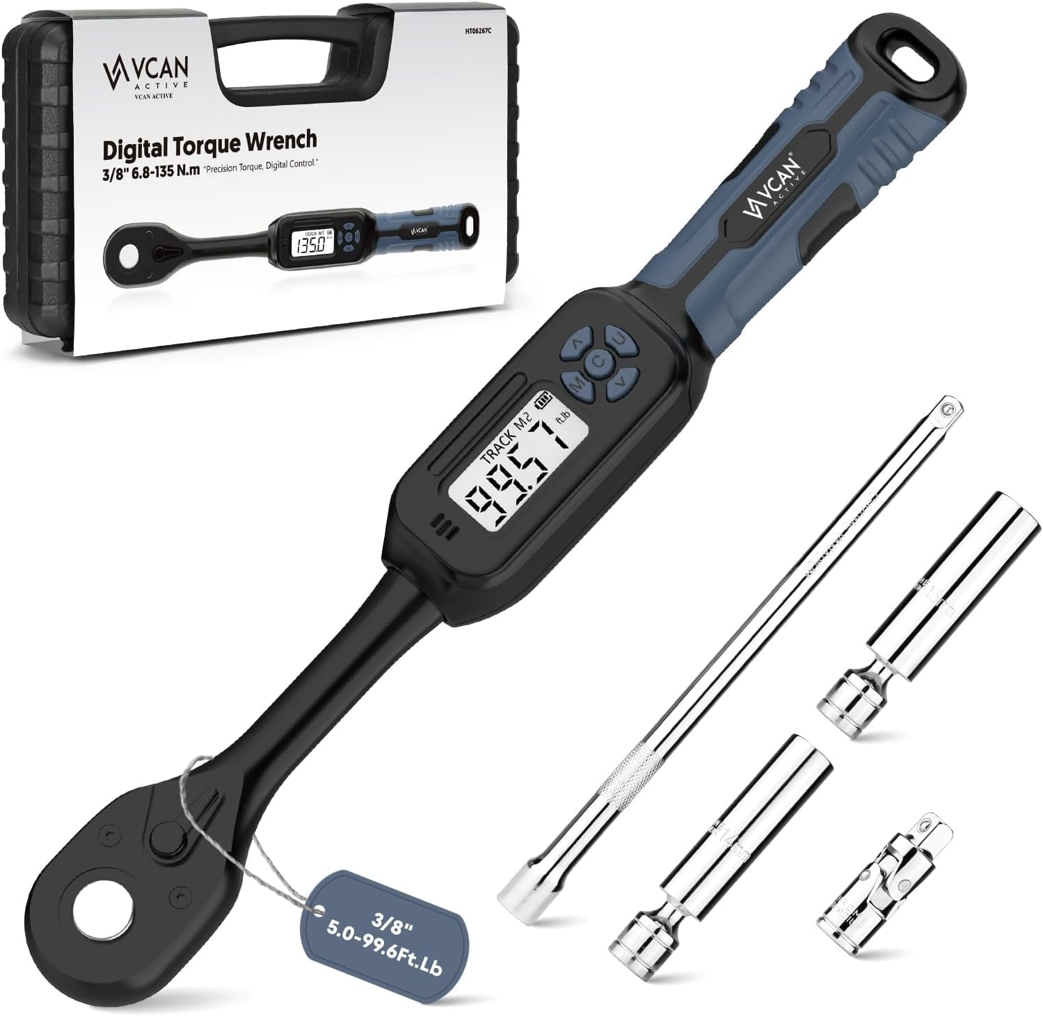 3/8 Torque Wrench Digital (5.02-99.6 Ft.Lb）±2% Accuracy Digital Spark ...