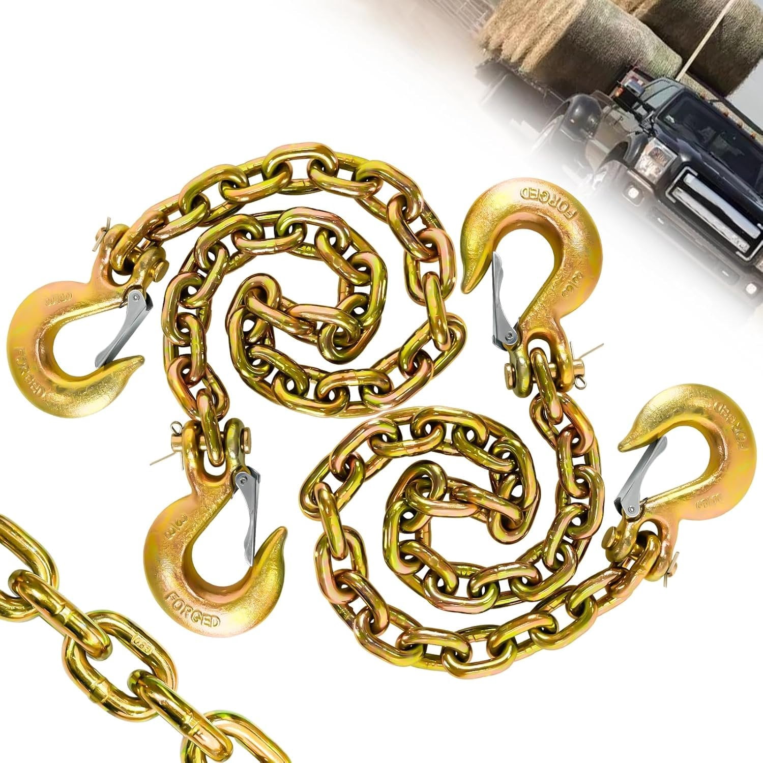 3/8" Trailer Safety Chains G80 Trailer Chains with G70 Clevis Safety ...
