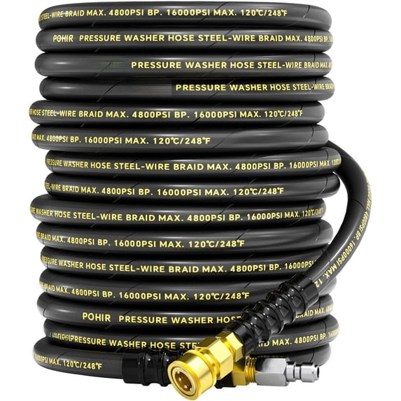 3/8" Washer Hose 70FT 4800PSI, Power Washer Hose Wire Braided with ...