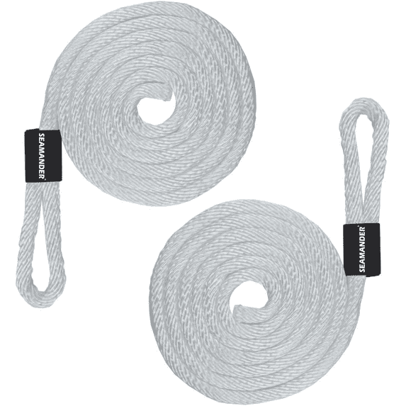 Seamander White 3/8" x 6 Feet Double Braided Dock Line & Rope 2 Count ...