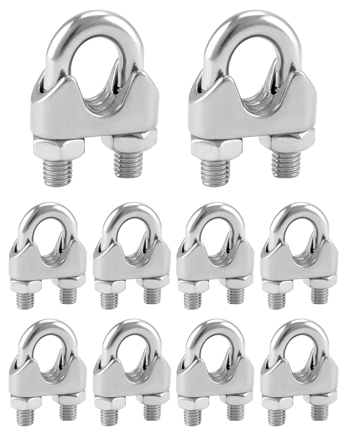 3/8" Wire Rope Clamp Clip M10, 10 Pack Large U Bolt Saddle Guy Fastener ...