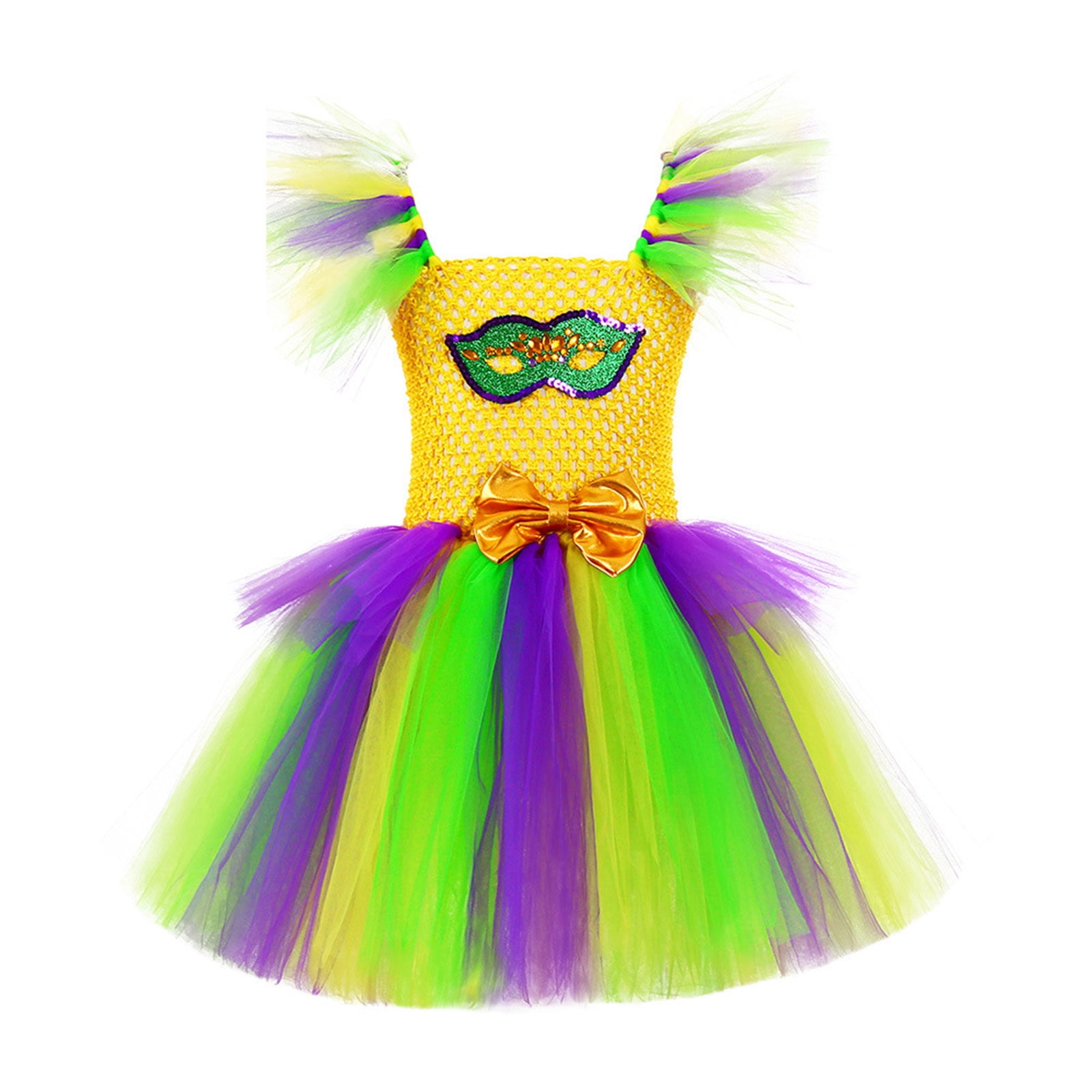 3-8 YearsCarnival Mesh Dress for Girls,Mardi Grass Dresses for Little ...