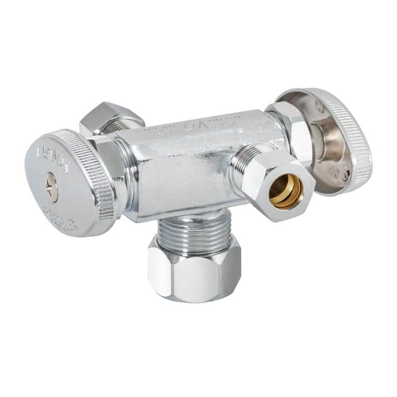 3/8 in. O.D. x 3/8 in. O.D. x 5/8 in. O.D. Brass Compression Dual ...