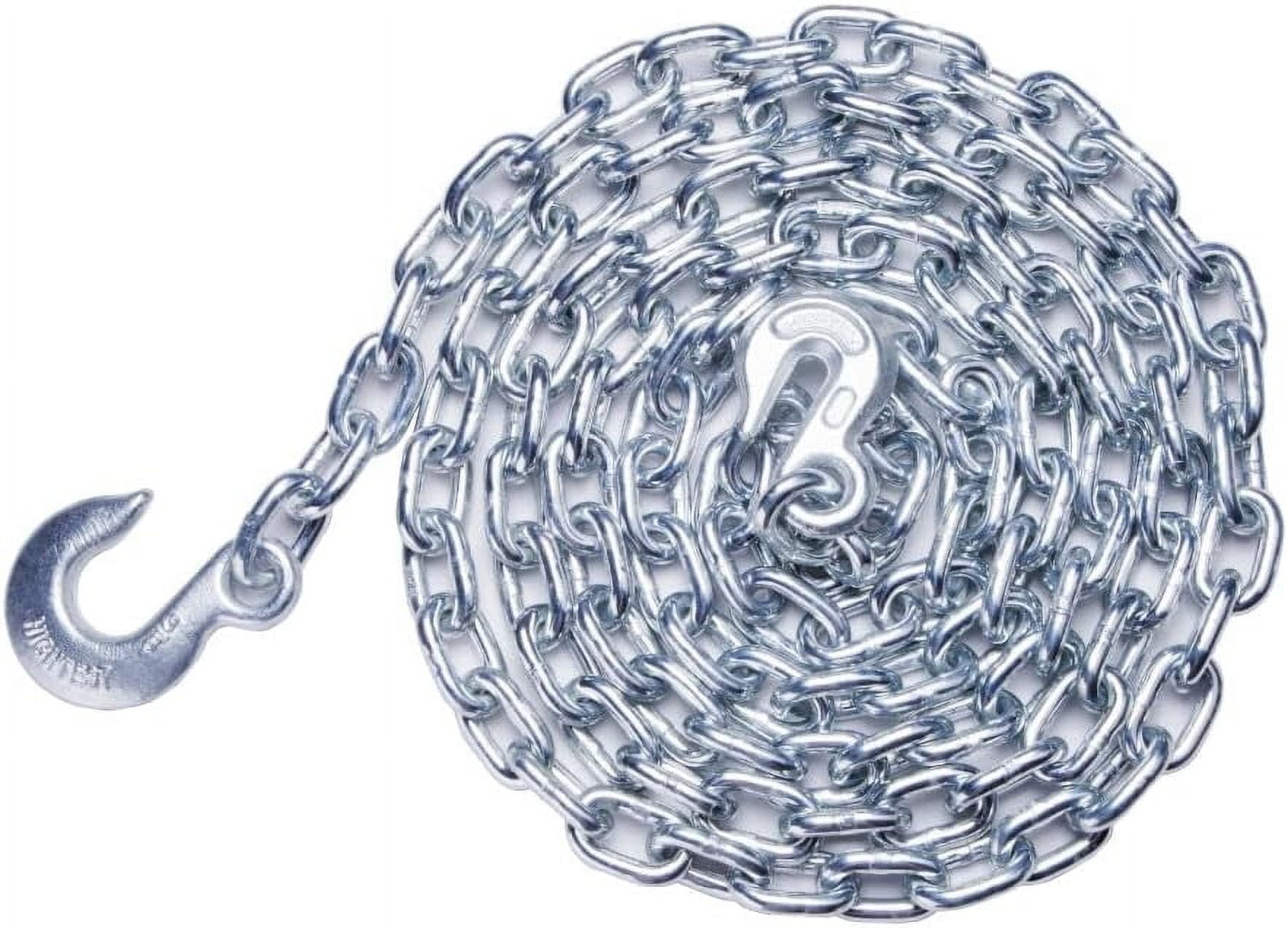 3/8 in. x 14 ft. Zinc Plated Steel Logging Chain with One Grab Hook and ...