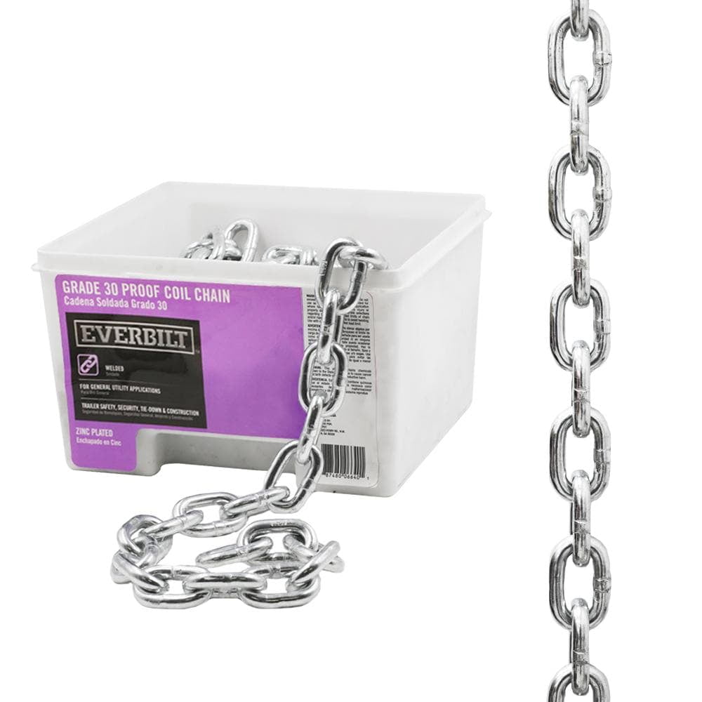 3/8 in. x 30 ft. Grade 30 Zinc Plated Steel Proof Coil Chain - Walmart.com