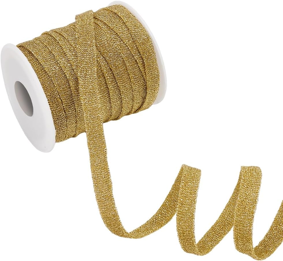 3/8 inch Gold Polyester Elastic Bands 20 Yards Flat Design Hairband ...