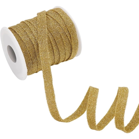 3/8 inch Gold Polyester Elastic Bands 20 Yards Flat Design Hairband ...