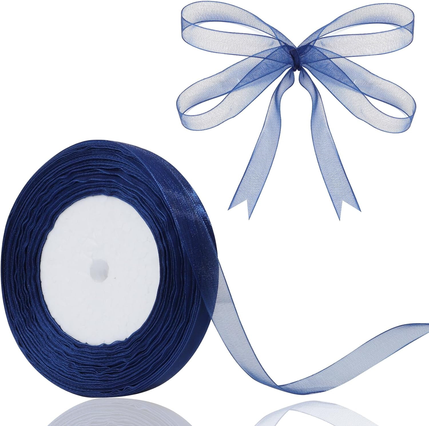 3/8 inch Sheer Organza Ribbon 50 Yards Navy Blue Chiffon Ribbon for ...