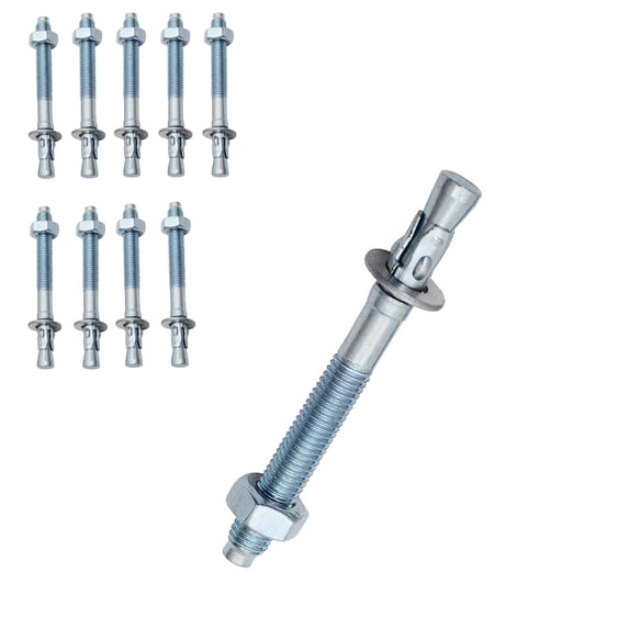 3/8 inch x 3 inch (M10x80mm) Zinc Plated Wedge Anchors, Heavy Duty ...