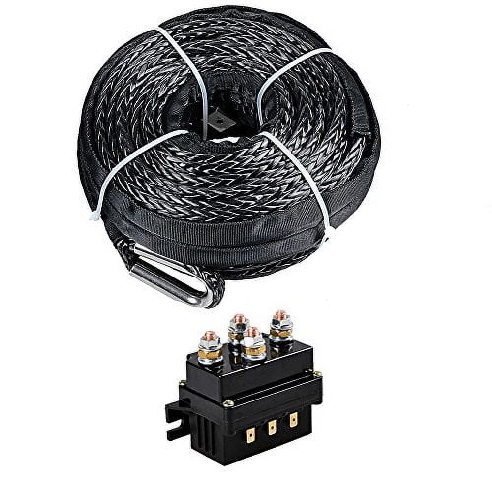 3/8 inch x 95 feet Gray Synthetic Winch Rope Line Cable Rock Heat Guard ...