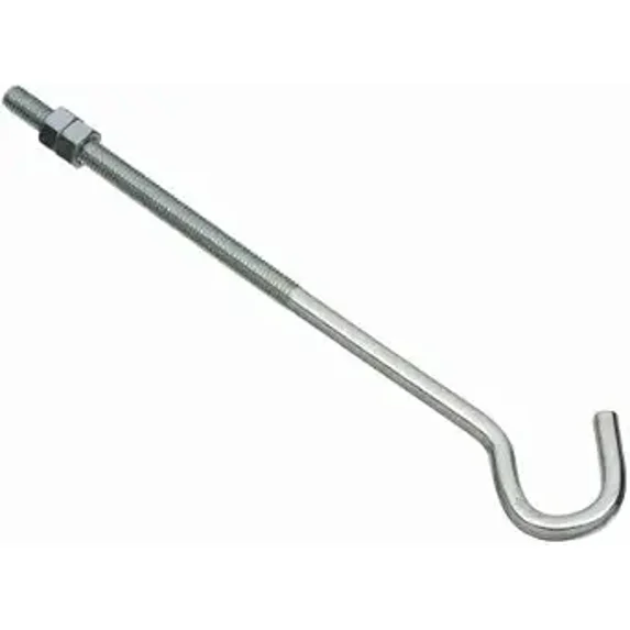 3/8" x 10" Screw In Metal Hook Bolt & Hex Nut - Walmart.com