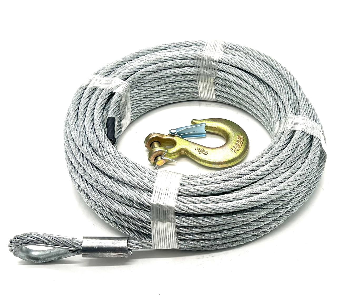 3/8" x 100 ft Galvanized Wire Rope Winch Cable + 3/8" Grade 70 Clevis ...