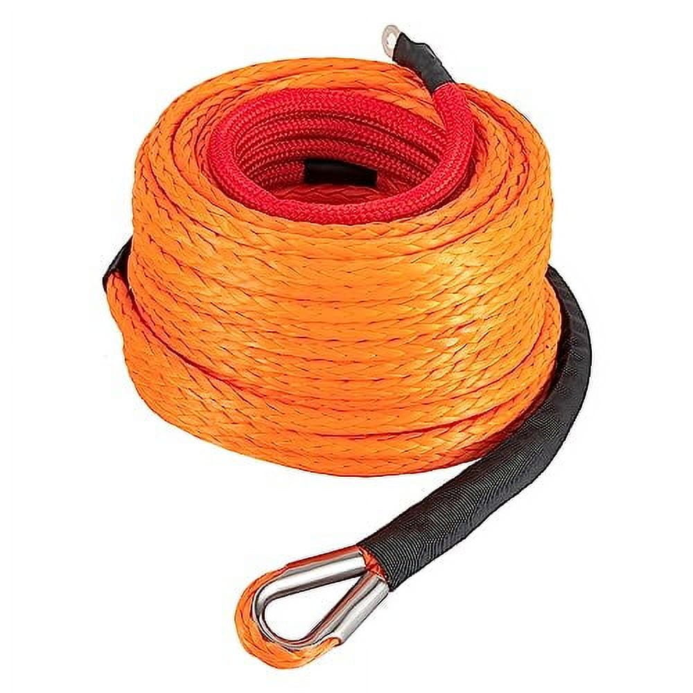 3/8" x 100FT Synthetic Winch Rope with Hook - 23,809 LBS Breaking ...