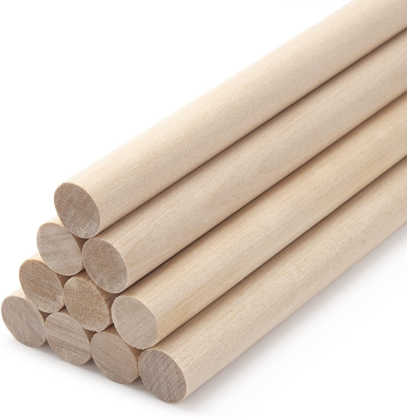3/8 x 12" Wooden Dowel Rods Round Wood Dowels, 10PCS Wooden Sticks for ...