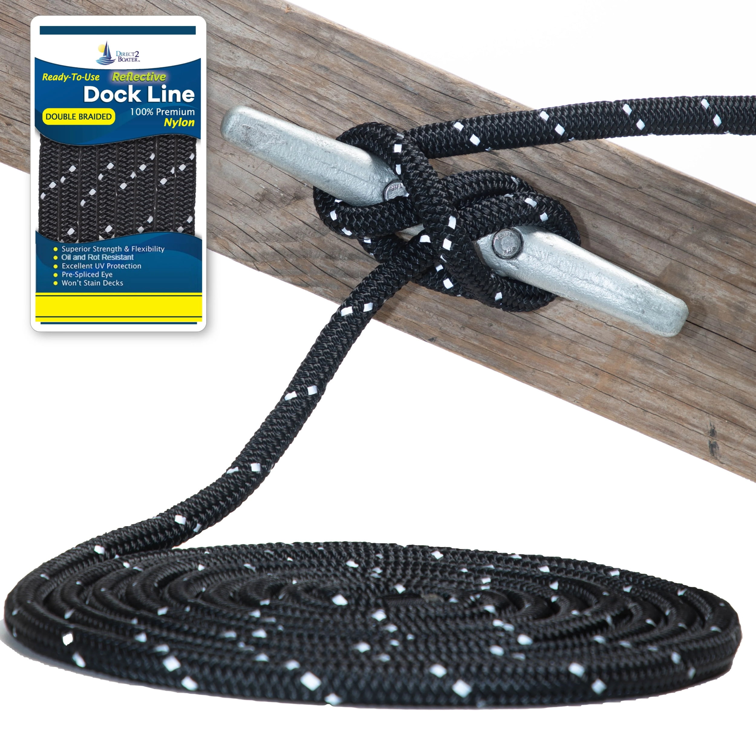 Dock Line Boat s 1/2"X 25', Double Braided Nylon Boat Ropes For Docking ...