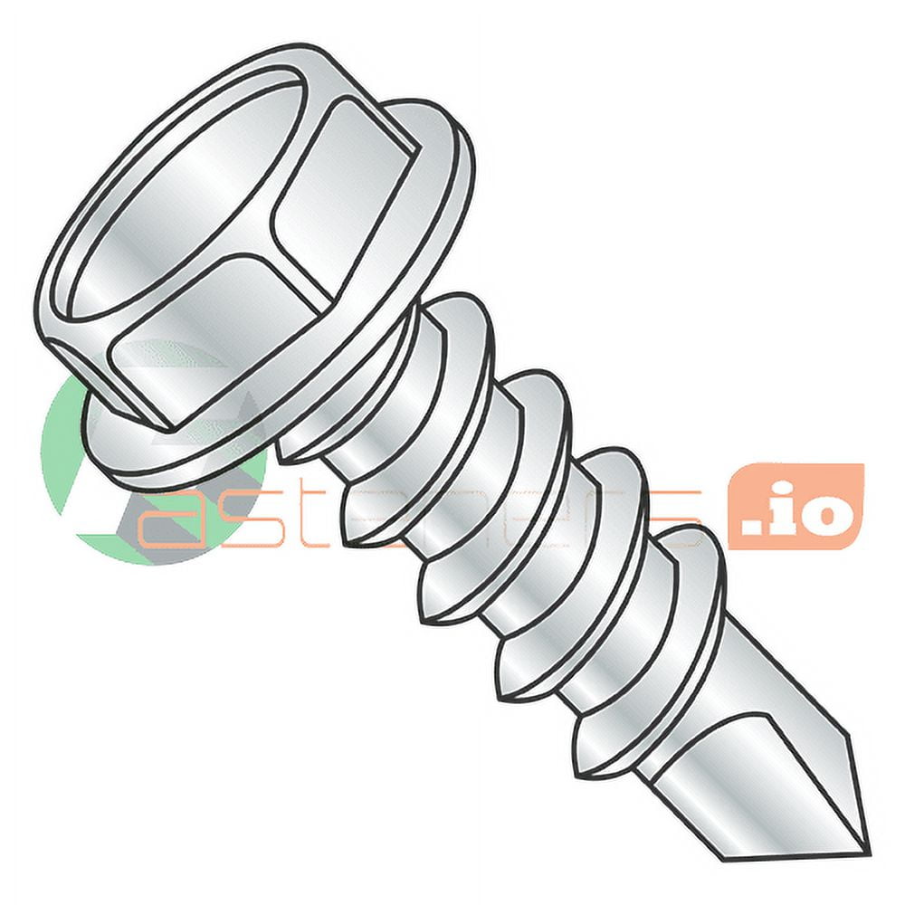 3/8" x 3" Self-Drilling Screws / Unslotted / Hex Washer Head / Steel / Zinc / #3 Drill Point ...