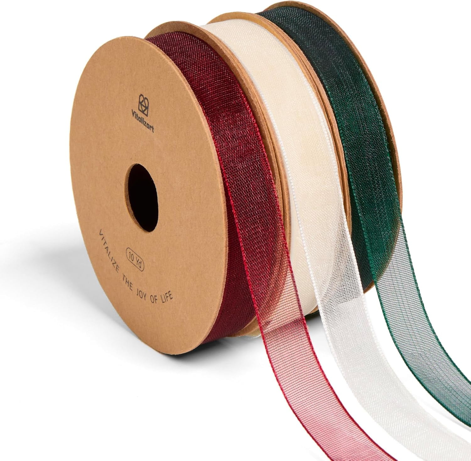 3/8" x 30Yd Organza Ribbon Christmas Sheer Ribbons Set 10 Yd x 3 Rolls ...