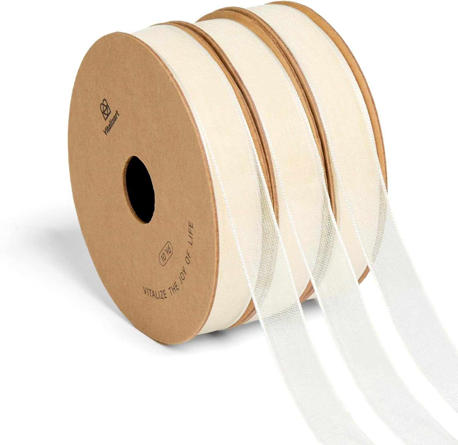 3/8" x 30Yd Organza Ribbon Cream White Sheer Ribbons Set 10 Yd 3 Rolls ...