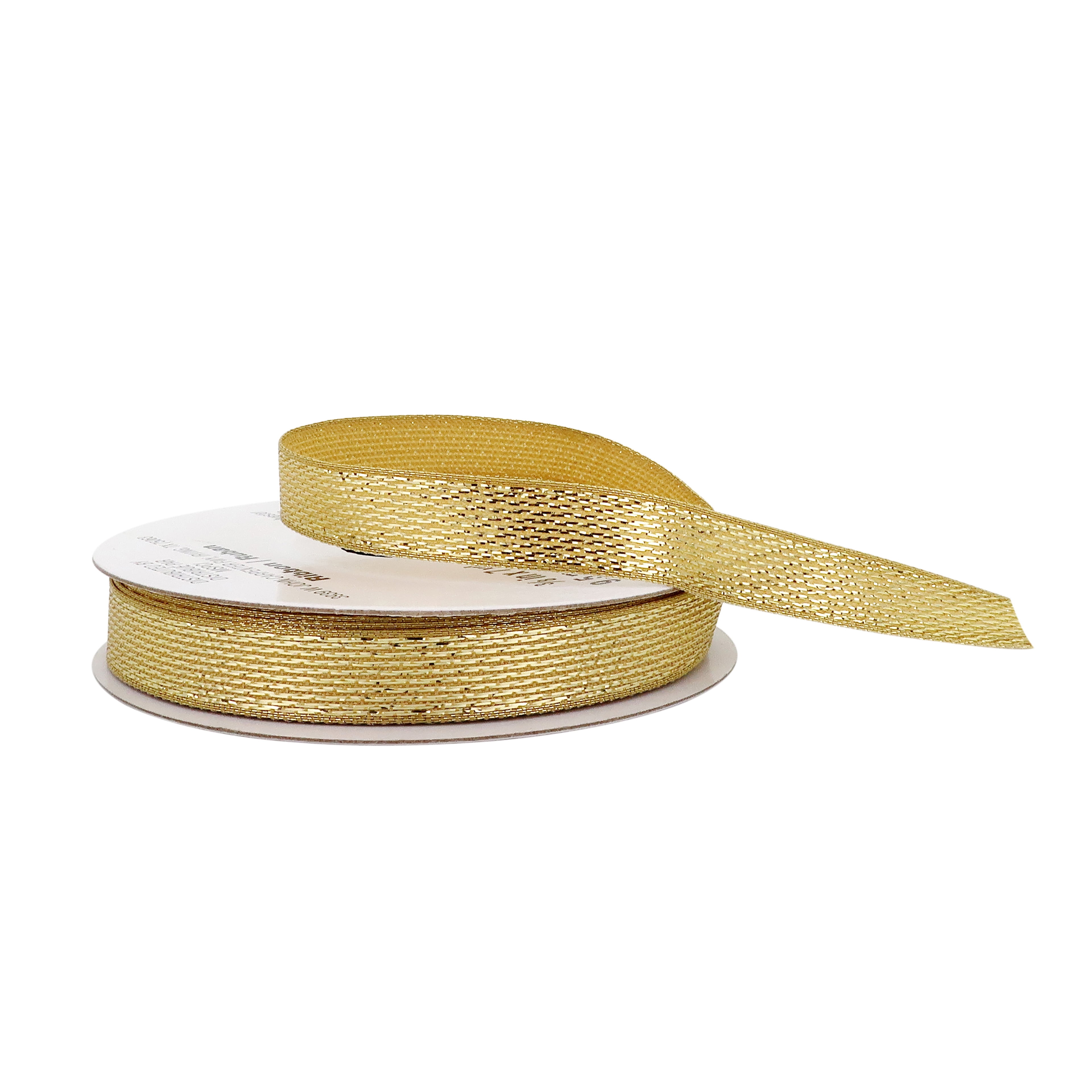 3/8" x 7yd. Gold Metallic Ribbon by Celebrate It – Non-Wired Woven ...