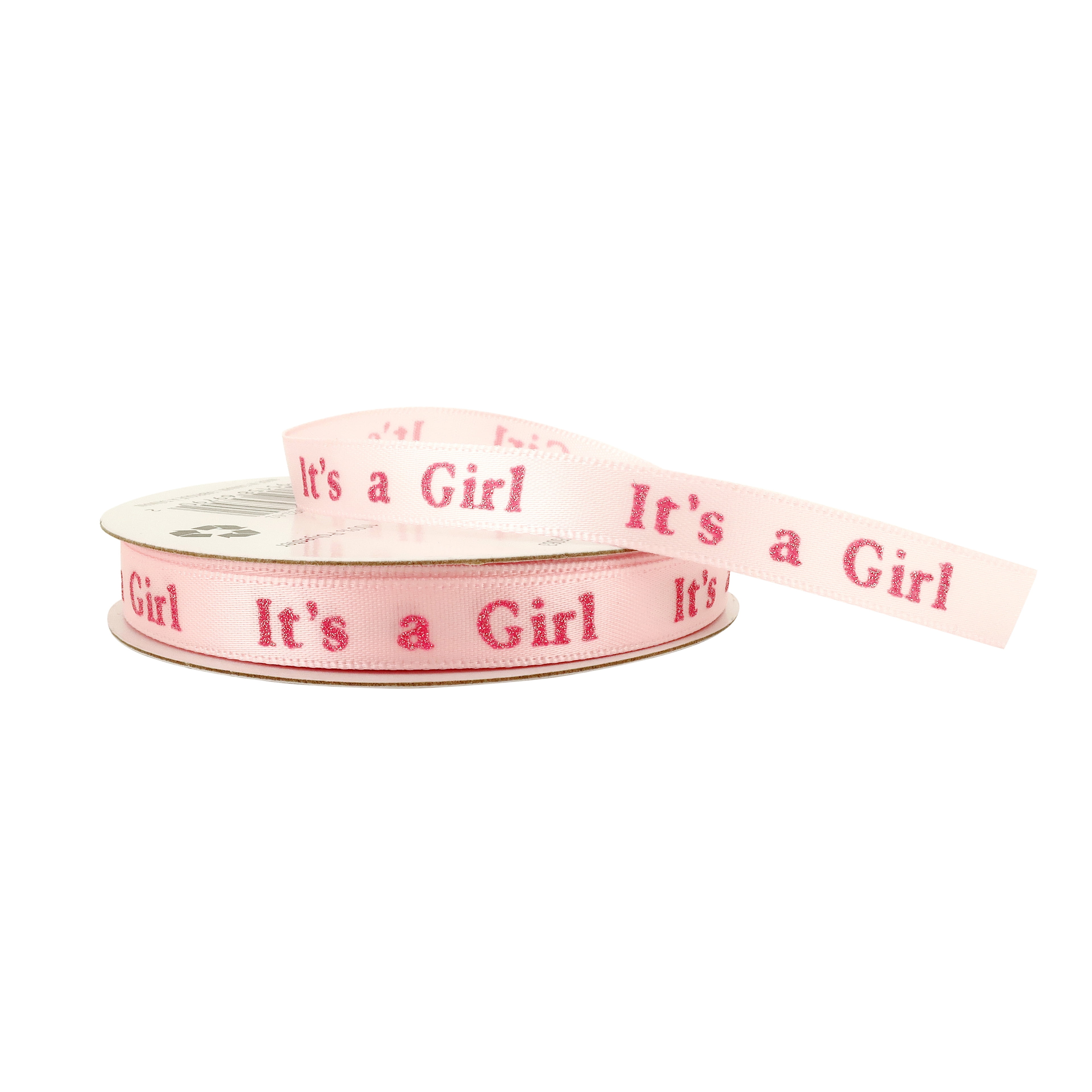 3/8" x 7yd. Pink Satin It's a Girl Ribbon by Celebrate It – Non-Wired ...
