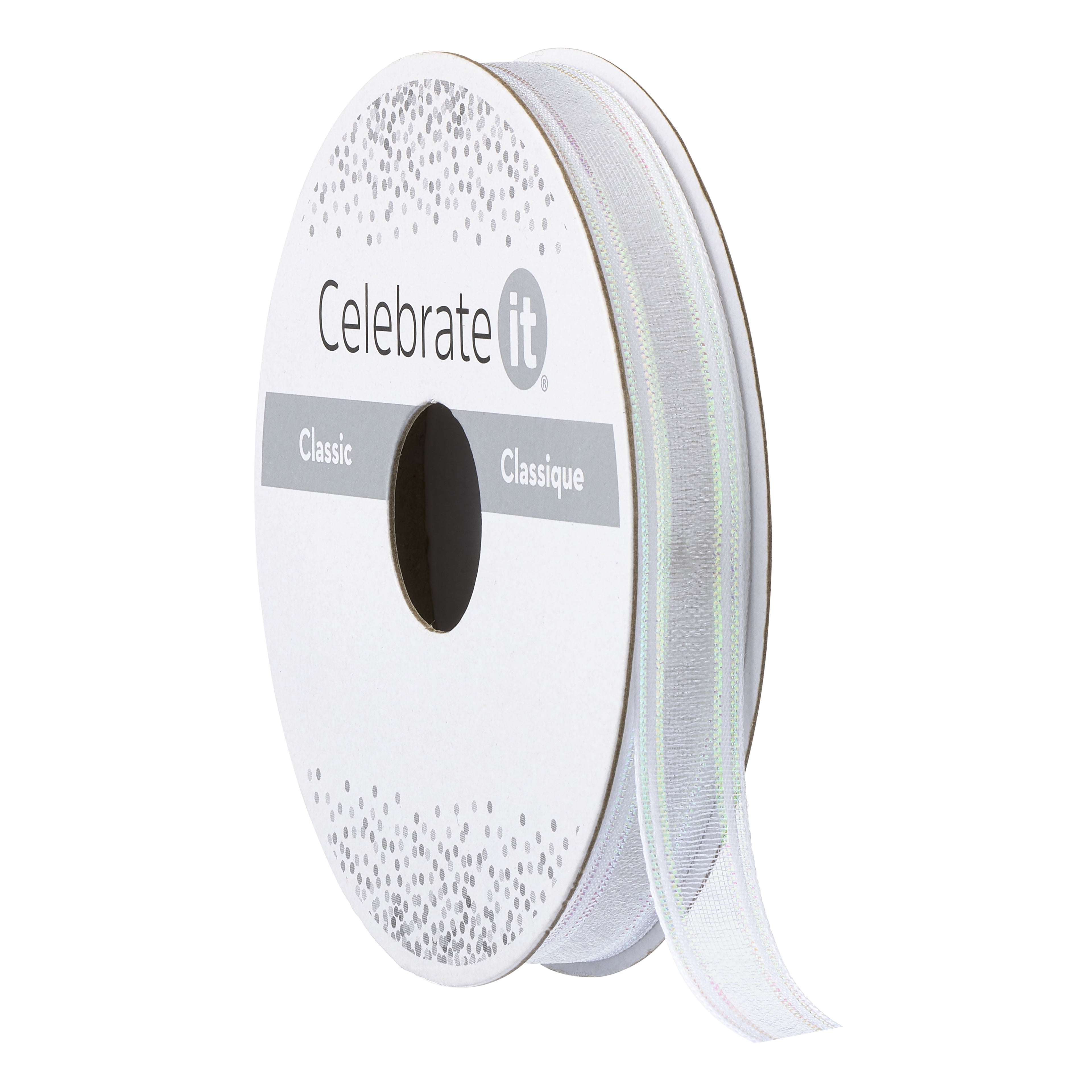 3/8'' x 7yd. Sheer Iridescent Ribbon by Celebrate It® White - Walmart.com