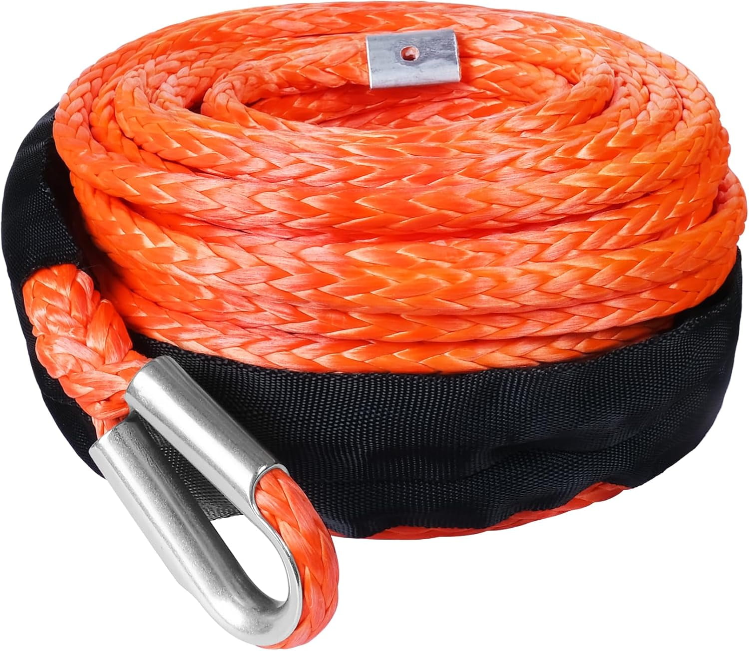 3/8 in x 95 ft Synthetic Winch Rope with Protecting Sleeve and Thimble ...