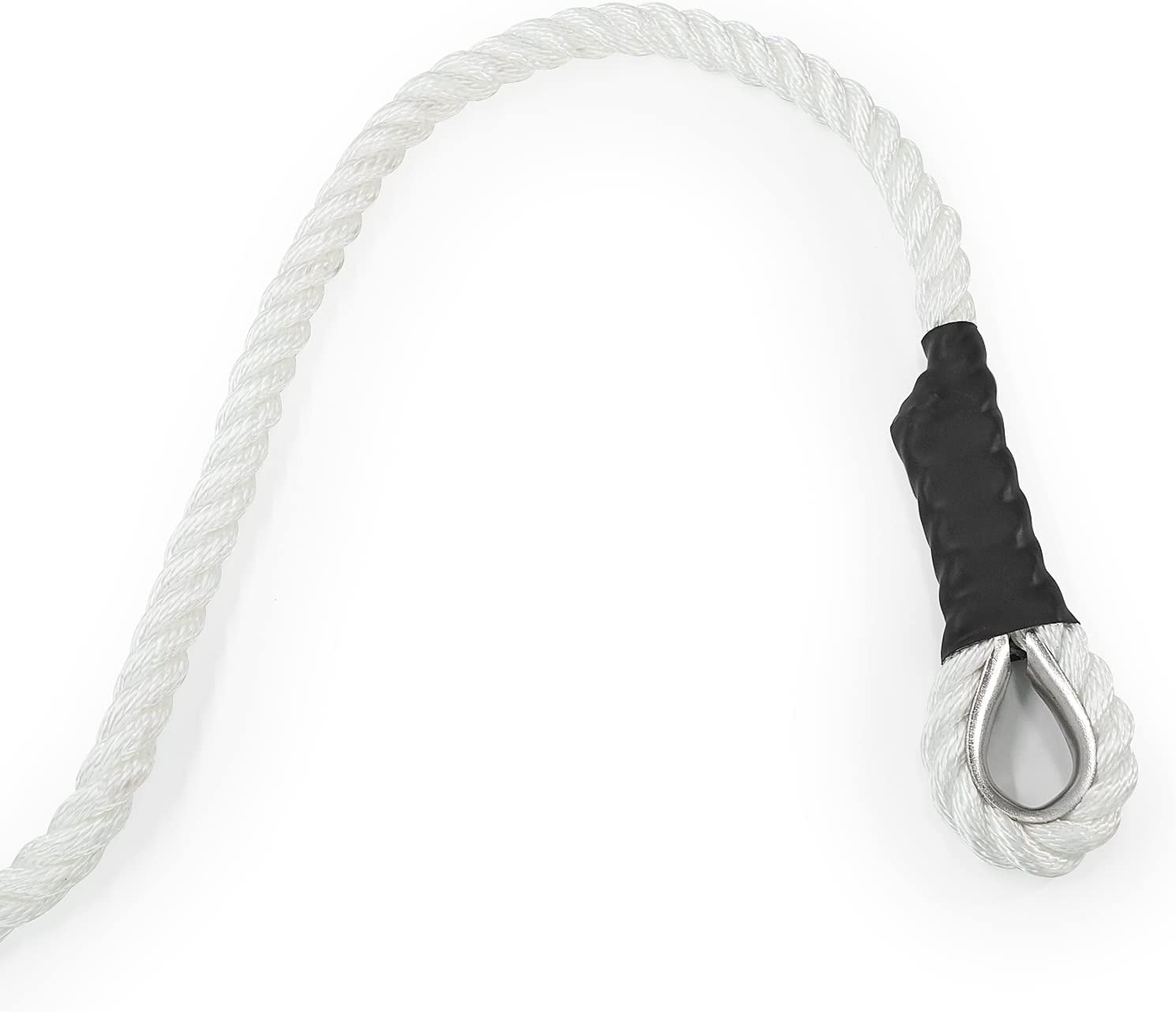 3/8''x25ft White Nylon 3 Strand Anchor Rope - Twisted Rigging Line ...