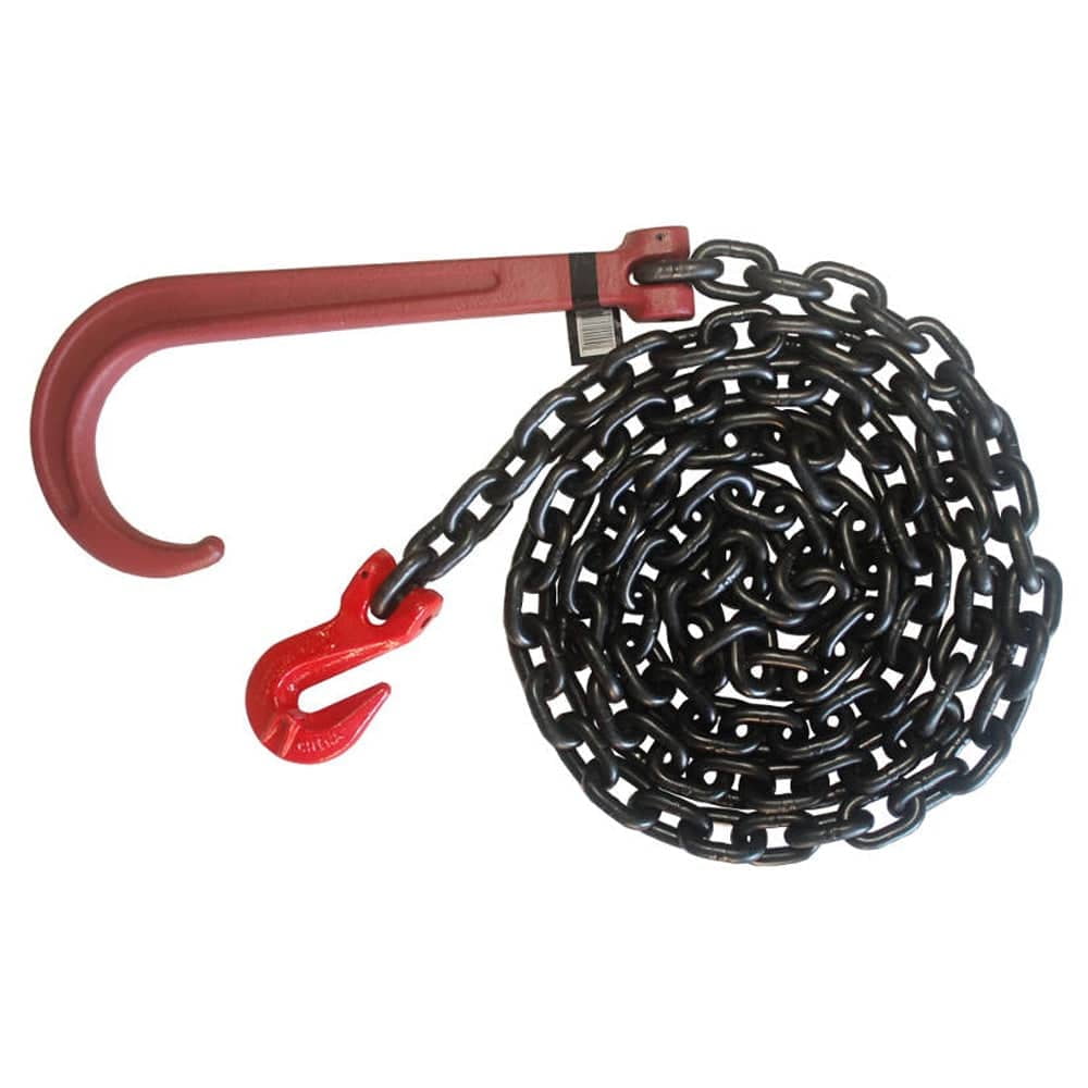 3/8''x6' Tie Down Chain, Tow Wrecker Chain W/15'' J Hook & Grab Hook ...