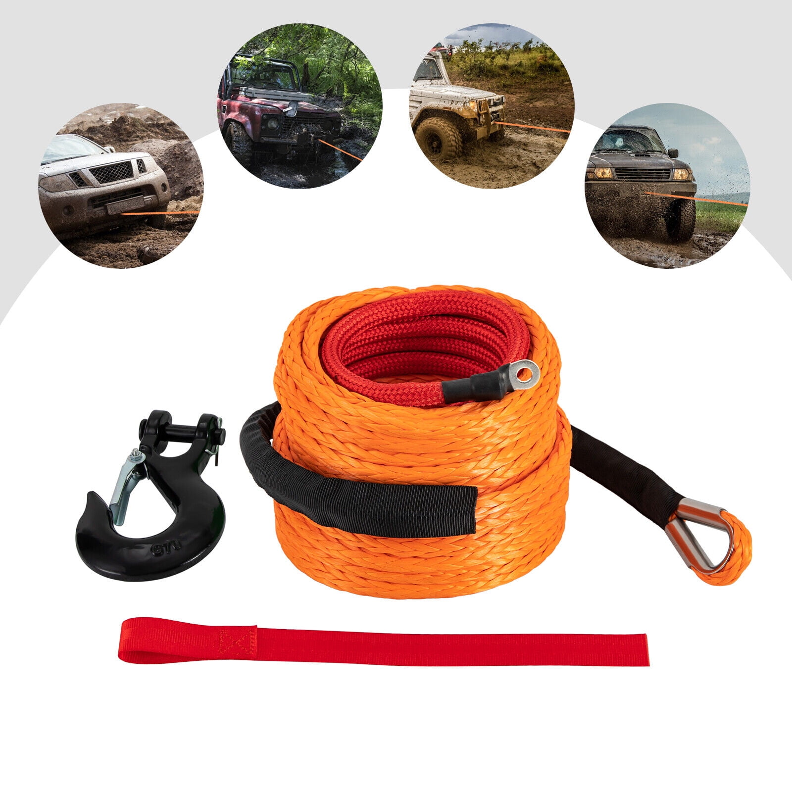 3/8" x60' Synthetic Winch Rope Line Recovery Cable 19,854 lbs for UTV ...