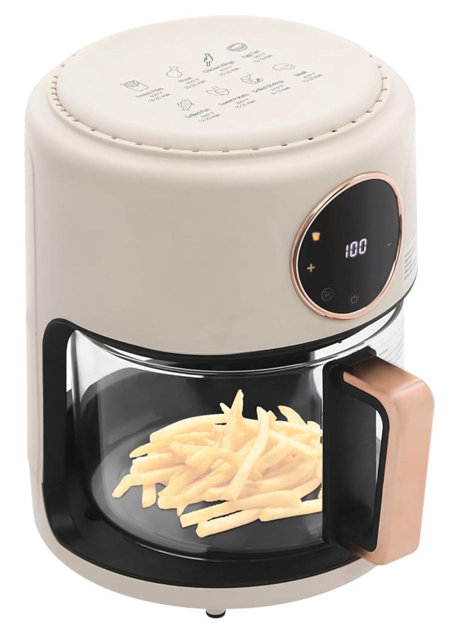 3.81Qt Airy Fryer, 1200W 360° Viewable Glass Airy Fryer Stainless Steel ...