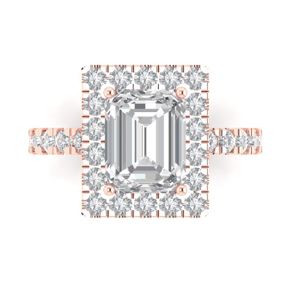 3.84 ct emerald cut clear Crystal 18k pink rose gold engraving ...