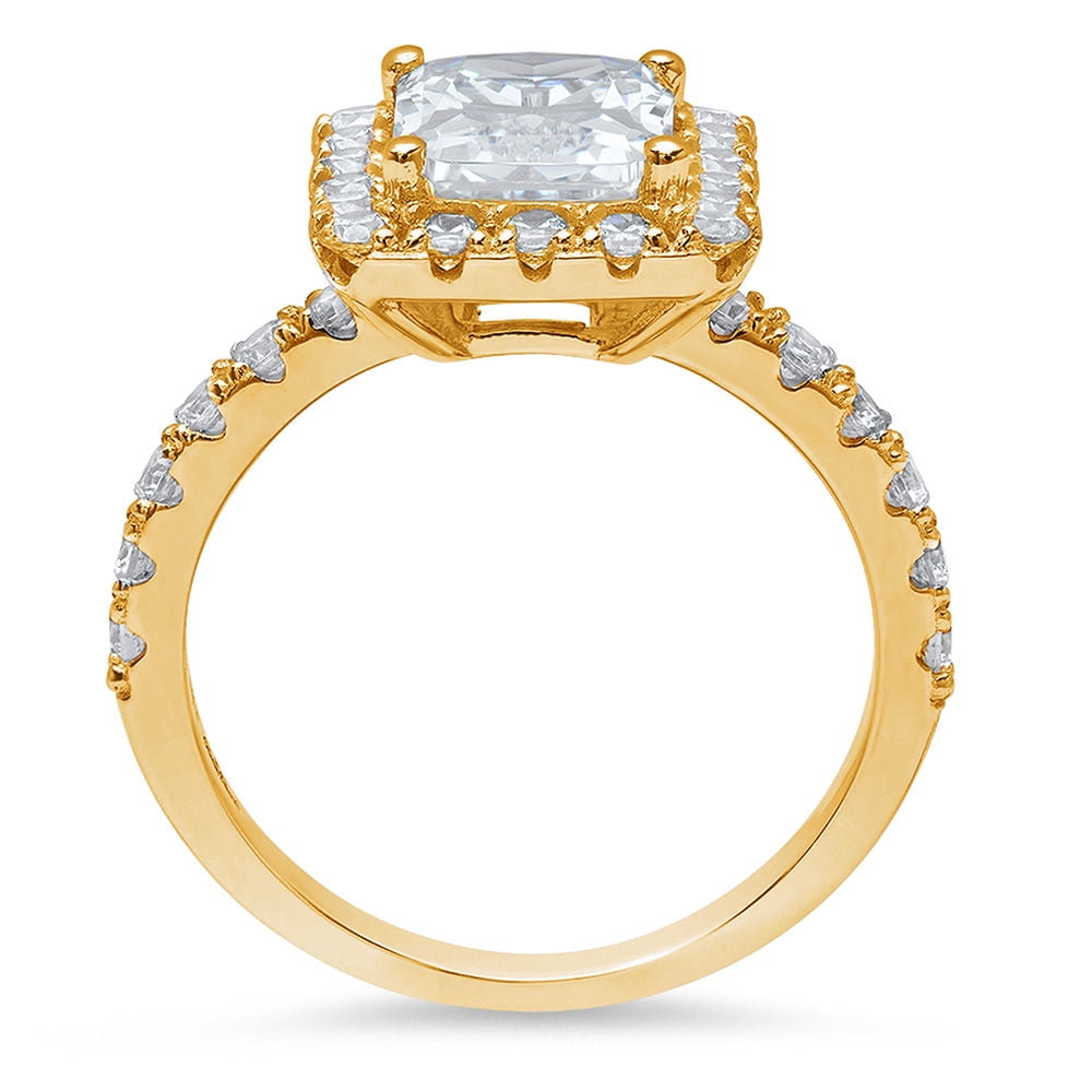3.84Ct Emerald Cut Moissanite Solitaire Engagement Ring in Solid 18K Yellow Gold Size 10.25 ...