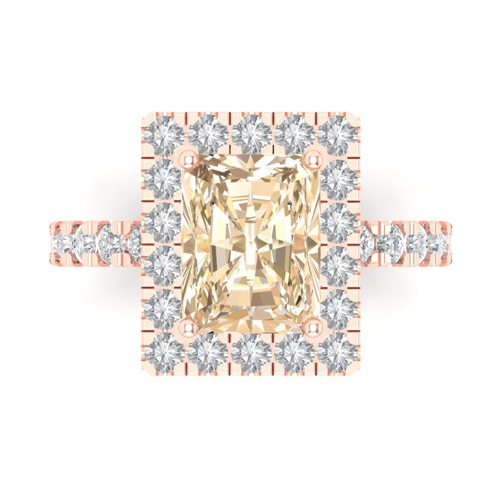 3.84ct emerald cut brown natural morganite 18k pink rose gold engraving statement bridal wedding ...