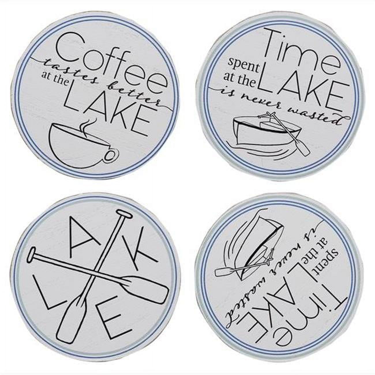 3.87 in. Wood Lakehouse Coasters, 4 Piece Per Set - Walmart.com