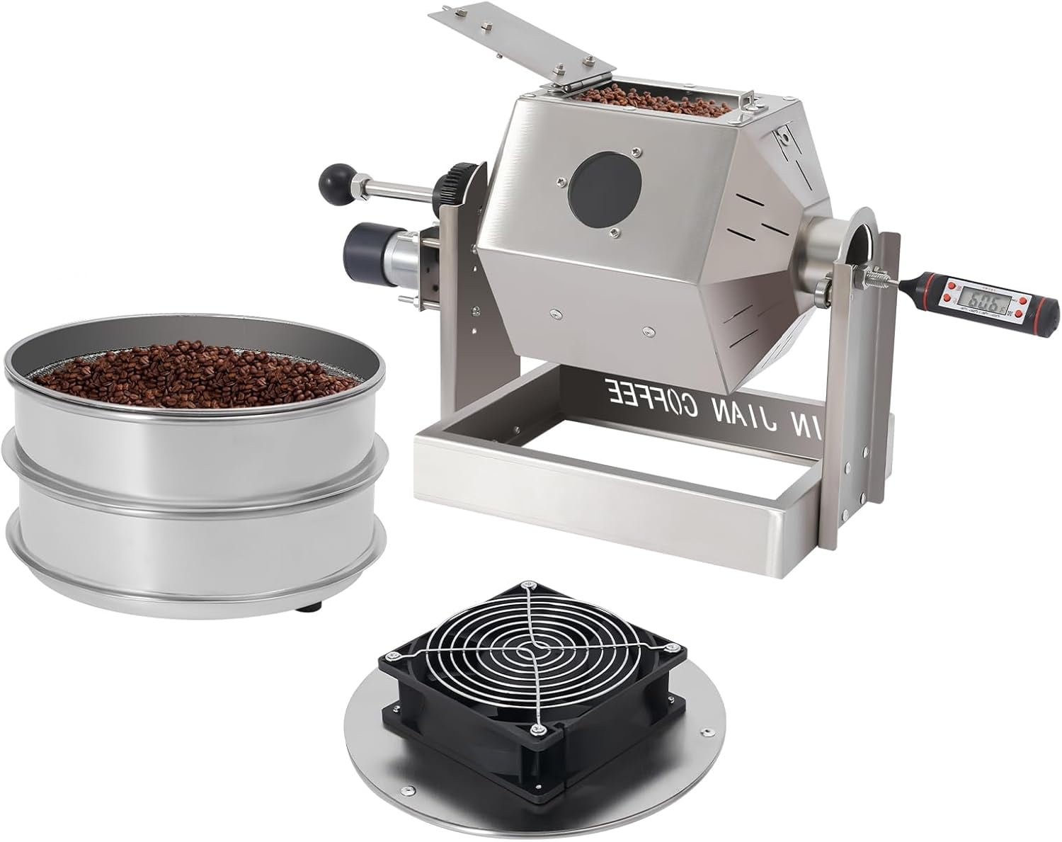 3.8L/3.45QT Coffee Roaster, Stainless Steel Coffee Bean Roaster with ...