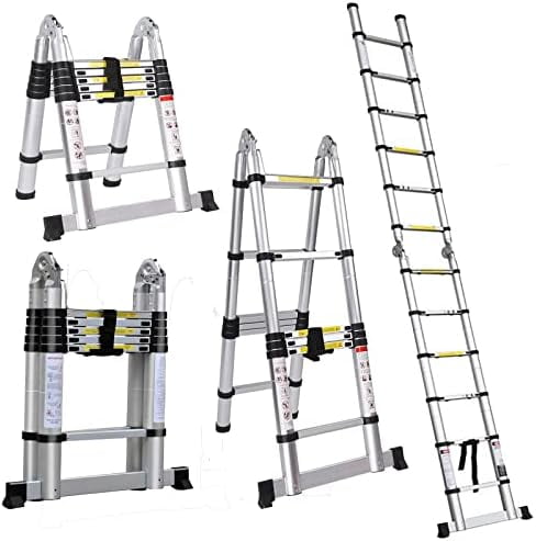 3.8M 12.4ft Folding Aluminum Telescopic Retraction Ladders A-Frame with ...