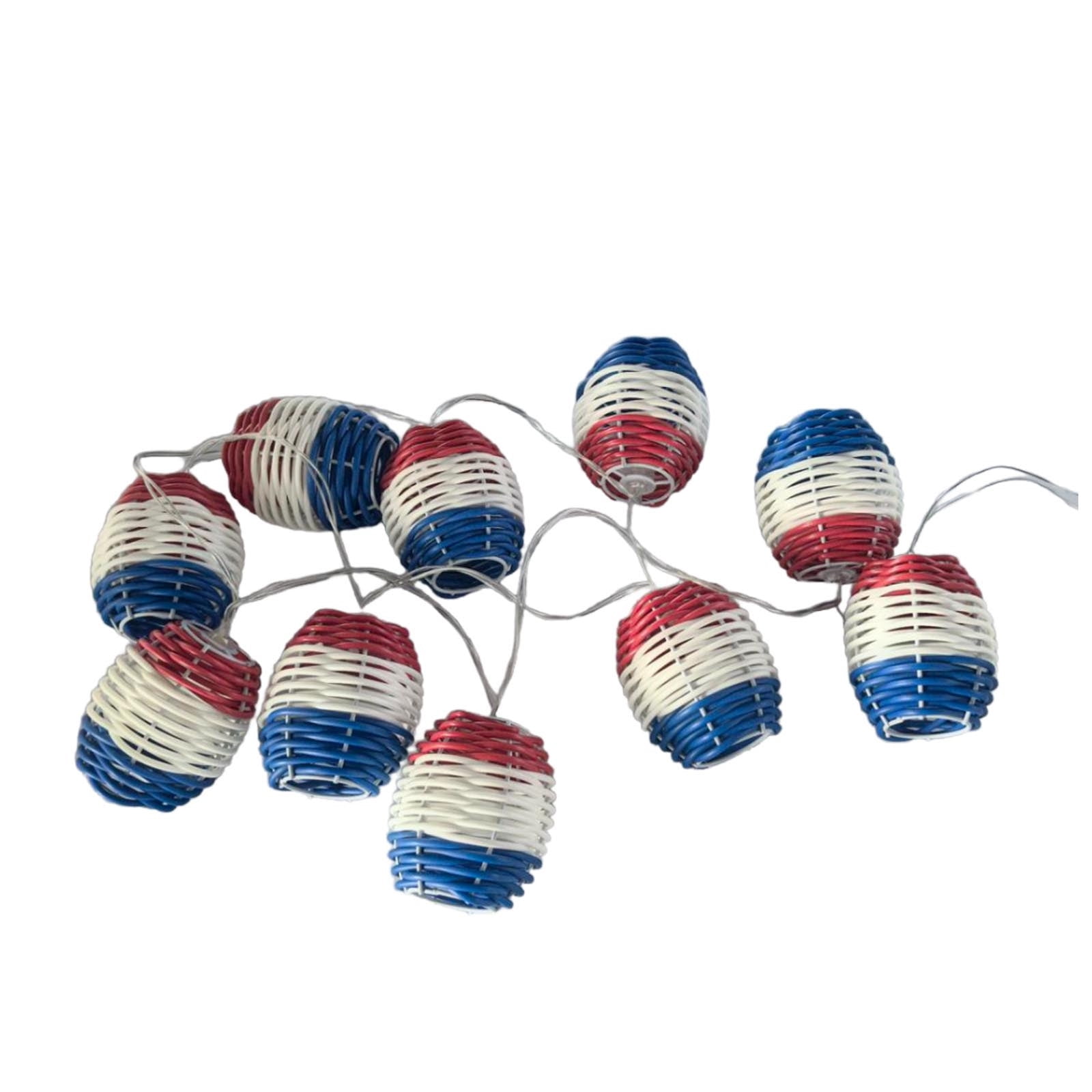 3.8M Solar LED Lantern String,Red White Blue Three Color Patriotic ...