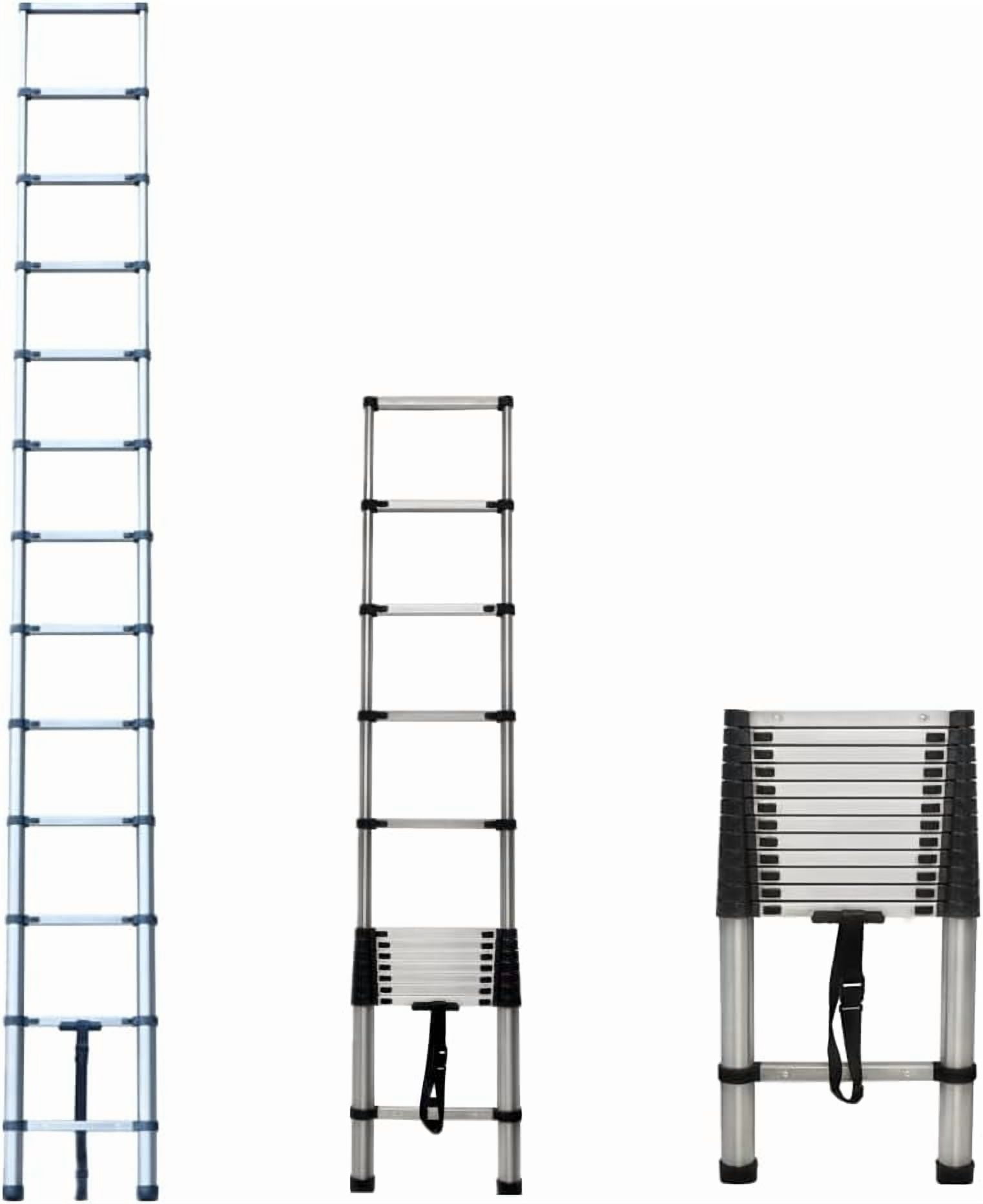 3.8M Stainless Steel Telescoping Ladder Extension Ladder, Multi-Purpose ...