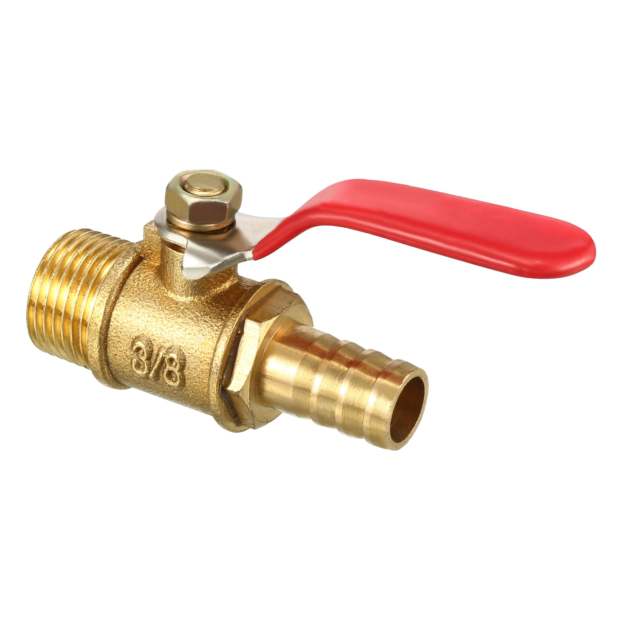 3/8PT Male Threaded x 10mm Barb Brass Ball Valve, 180 Degree Handle ...