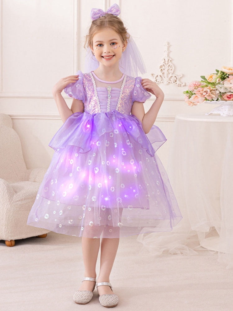 3-8T Princess Dresses for Girls Kids, Light Up Costume Cosplay ...