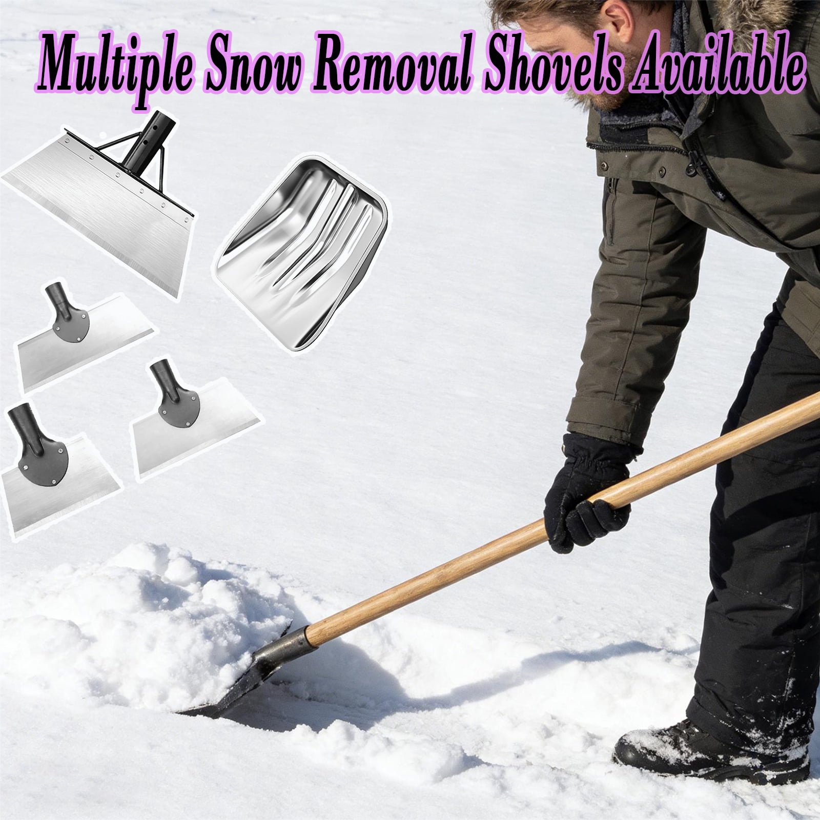 3.8ft Stainless Steel Outdoor Snow Removal Shovel for Farming, Durable ...