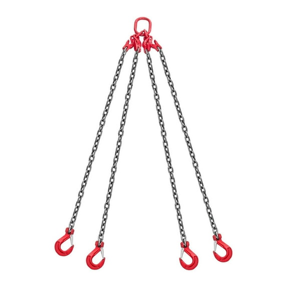 3/8in x 10ft Chain Sling, 4 Leg G80 Alloy Steel Lifting Chain with Grab ...
