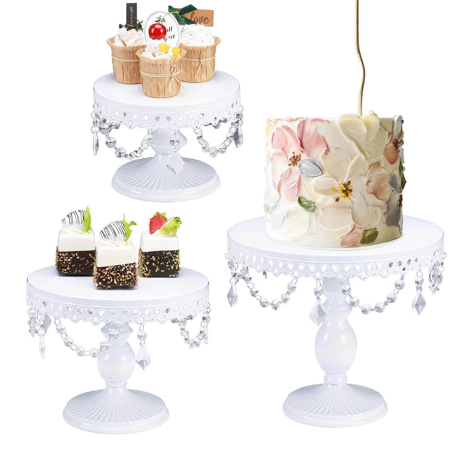 3/8pcs Crystal Bling Metal Cake Stand Set - Party & Wedding Decor ...