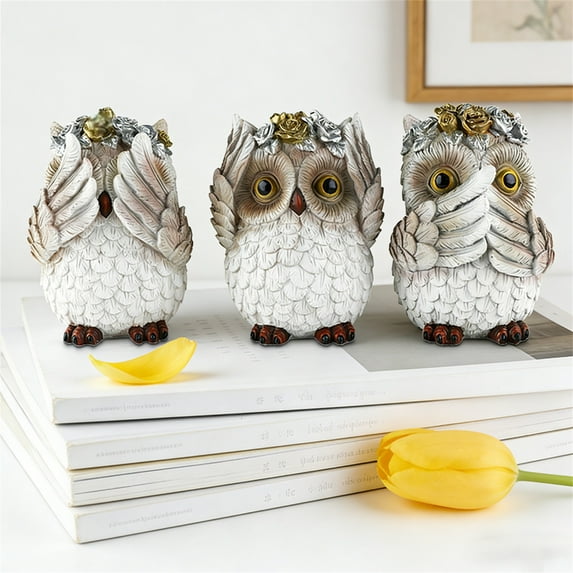 3.9"×5.5" Owl Statue, Garden Resin Animal Decorations, Owl Animal Craft Statues, Outdoor Owl ...
