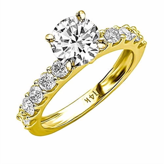 3.9 Carat t.w. 14K Yellow Gold Classic Side Stone Prong Set Diamond ...