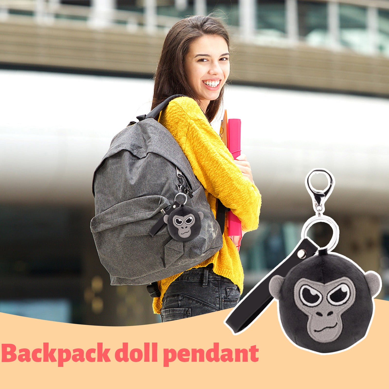 3.9" Gorilla Tag Plush Pendants, Black Gorilla Plush Keychains, Cute ...