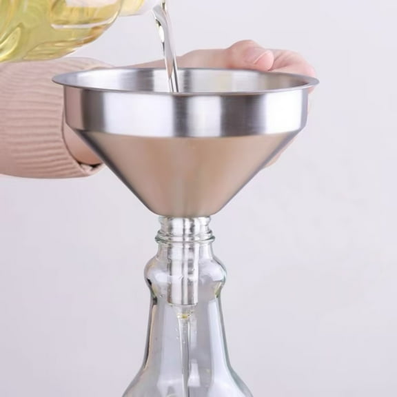 5.1" Dia Stainless Steel Kitchen Funnel With 400 Mesh Strainer White ...