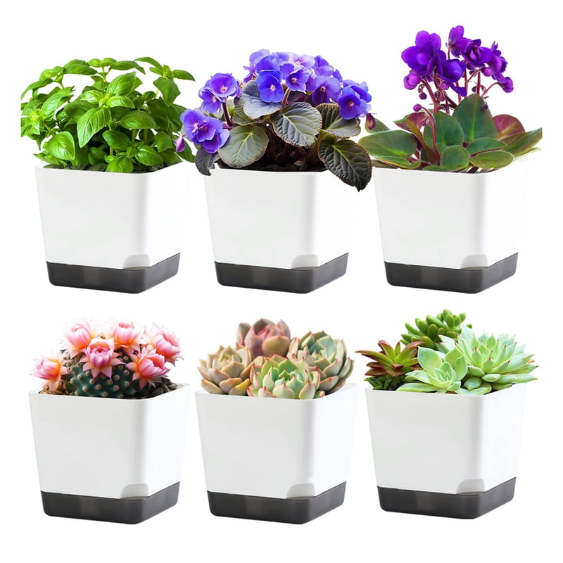3.9 Inch Pots with Drainage Hole, 6 Pack Style Small Plant Pots Flower ...
