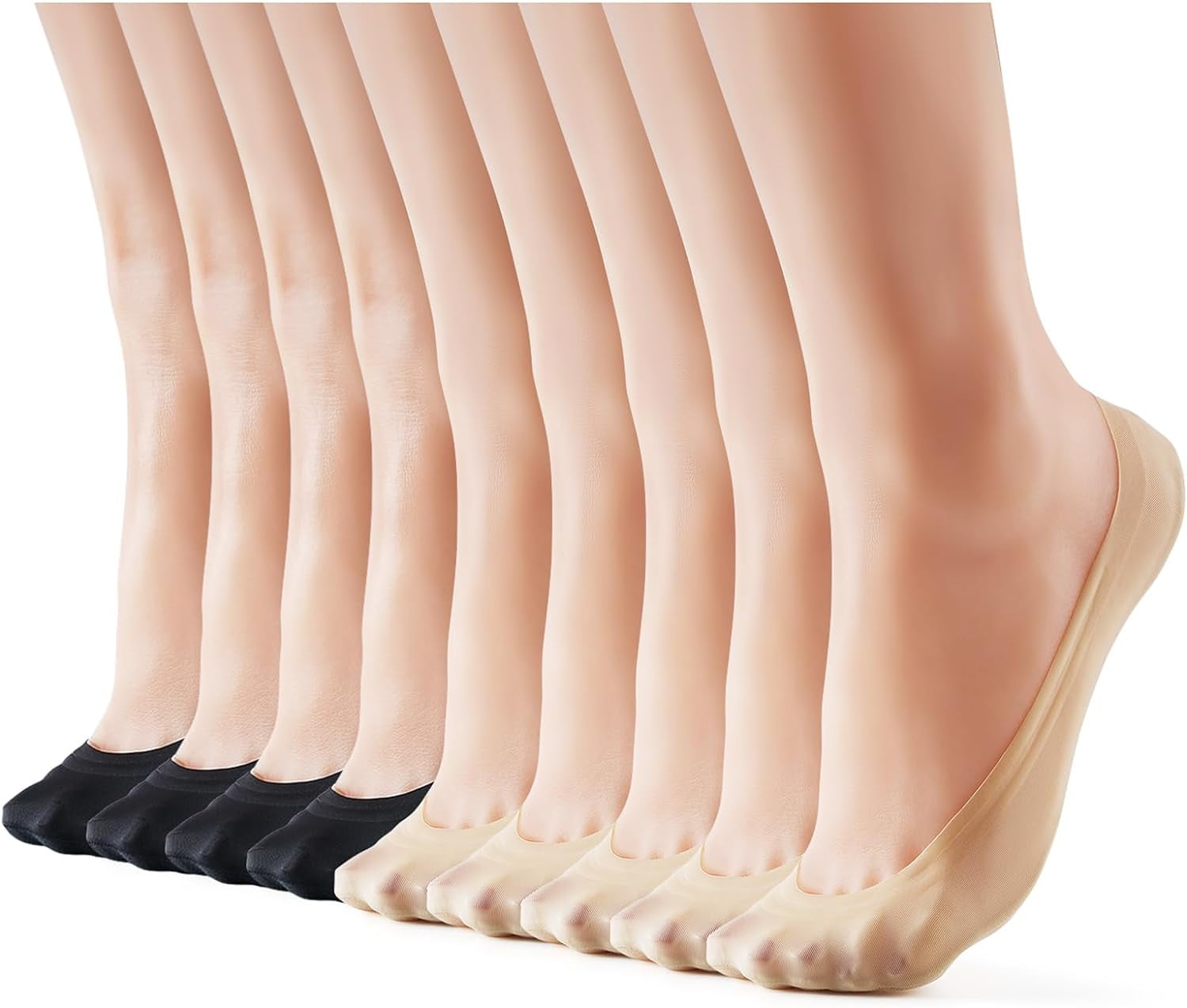 3-9 Pairs No Show Socks Women Nylon Ultra Low Cut Non-Slip Thin Liner ...